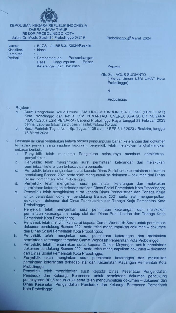 Terkait Dugaan Tindak Pidana Korupsi Mantan Walikota Probolinggo ...